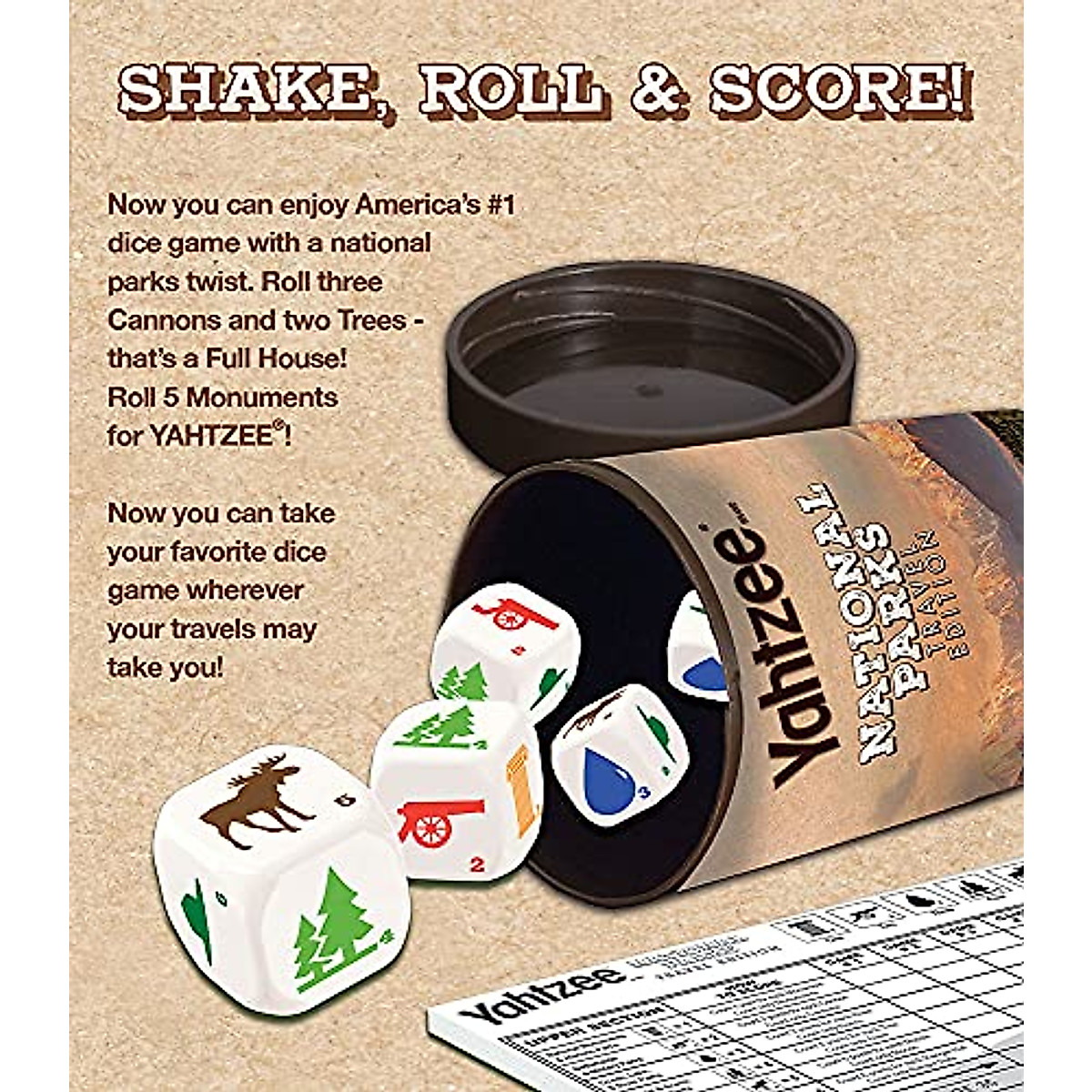 YAHTZEE National Parks Travel Edition | Classic Yahtzee Dice Game with a National Parks Theme | Perfect Travel Game for Families | Celebrate US National Parks Service