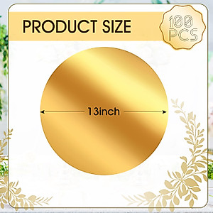 KesaPlan 100PCS Round Gold Placemats, 13" Disposable Paper Placemats for Dining Table, Mirrored Gold Charger Place Mat for Kitchen Banquet Table Setting Wedding Birthday Dinner Party Decor