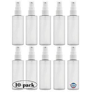 JND Plastic Spray Bottle Fine Mist – Refillable, Reusable, Portable Sprayer, Travel Size, Leak Proof for Household Use, Essential Oil, Cleaning Solution and Perfume (10 Pack, 120 ml) (4oz - 10 pack)