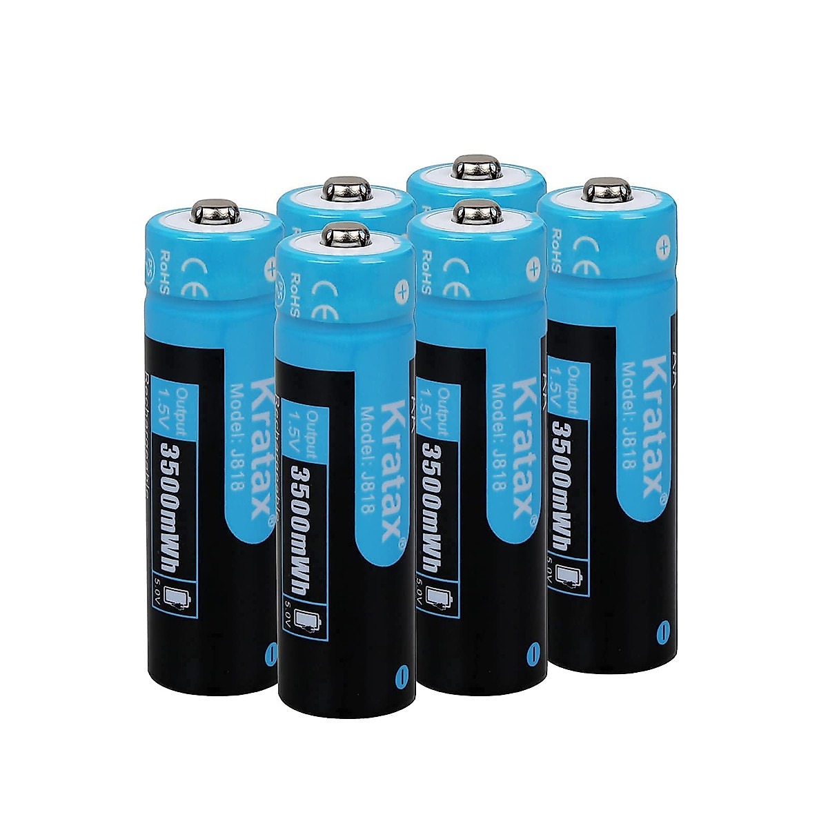 Kratax AA Rechargeable Batteries 3500mWh High Capacity Double A Lithium Battery 1.5V Constant Voltage Output, 1600Cycles, for Xbox Controller, Toys, Remote Controls, Flashlight-6 Pack AA Batteries
