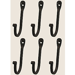 Colonial Tin Works Vintage Hand Forged Iron Classic Early American Plain Hook Black Set of 12 (Set of 12)