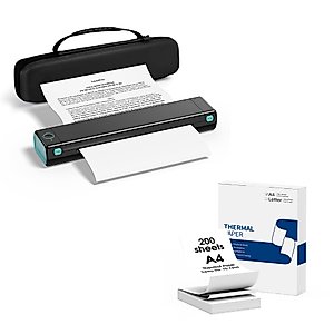Portable Printers Wireless for Travel, M08F Thermal Inkless Printers for Home use, Compatible with Phone & Laptops, M08F Printer Kit & Letter Size Folded Paper 200 Sheets