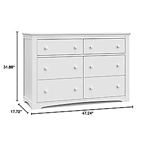 Graco Hadley 6 Drawer Double Dresser, 47.24x17.7x31.9 Inch (Pack of 1), White