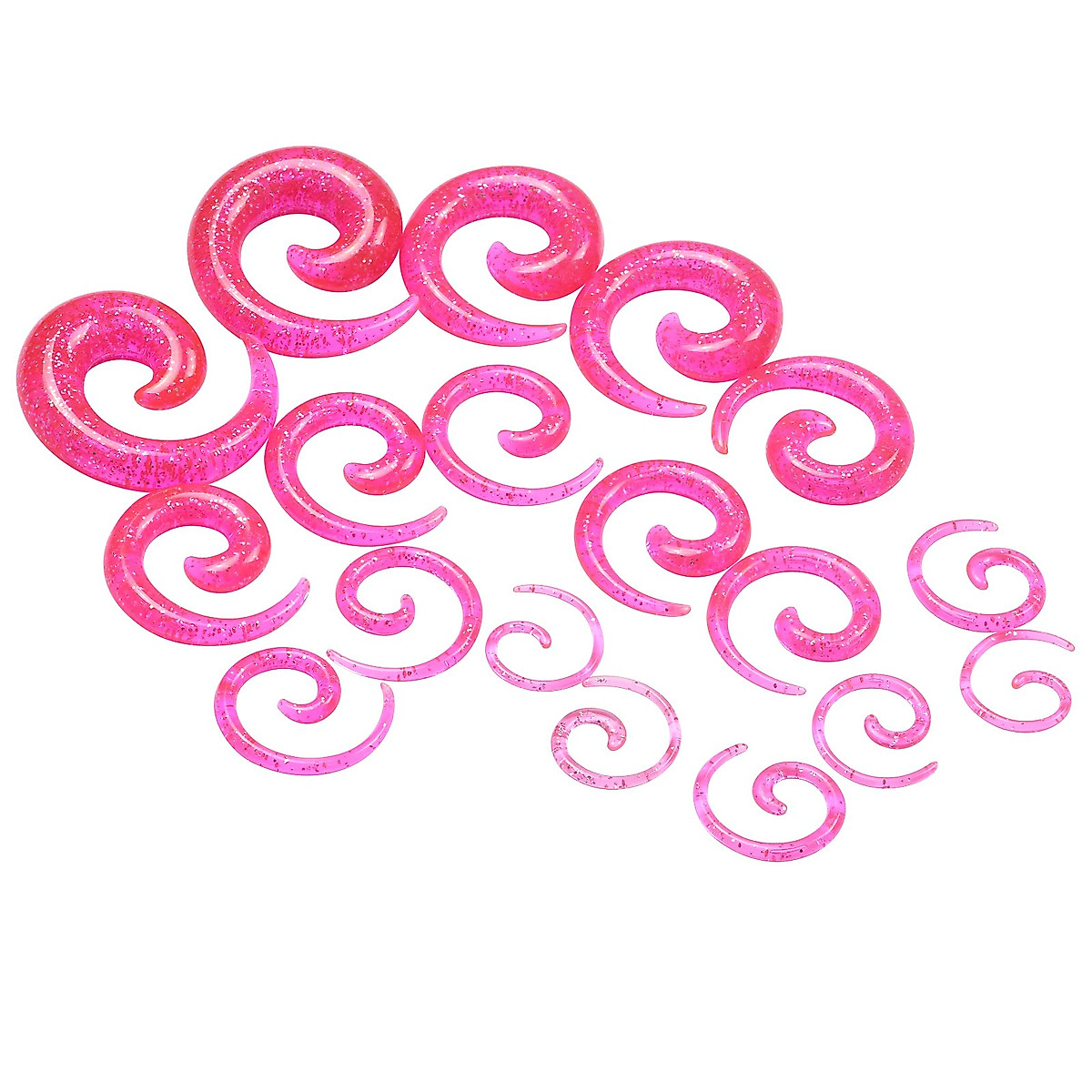 Oyaface 54PC Gauges Kit Ear Stretching 14G-00G Acrylic Spiral Tapers Plugs Body Piercing Set Pink