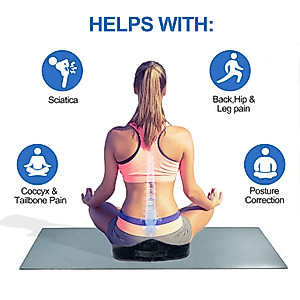 SnugPad Premium Memory Foam Seat Cushion, for Sciatica Tailbone Back Pain Relief, Posture Correction. Orthopedic Sitting Pillows for Office Chair, Car, Truck, Kitchen, Wheelchair with Non-Slip Bottom