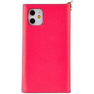 Glow Co., Ltd. 404-1-02 iPhone 11 with Strap, Multi-Functional Storage, Notebook Type Case, Magenta, Tempered Glass & Stylus Pen Included