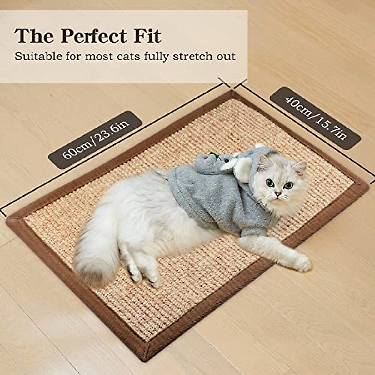 PurrNbark Cat Scratcher for Indoor Cats 23.6 x 15.7 Inch Natural Sisal Cat Scratch Pad Thickened Cat Scratch Mat Durable Scratching Board No Mess