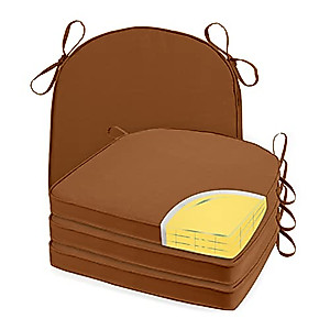Focuprodu Set of 4 Pack Kitchen Chair Cushions.17x16 Inchs Soft Indoor/Outdoor Chair Cushions for Kitchen Dining Chairs,Office Chair,Removable and Replaceable Outdoor Seat Cushions. (Coffee)