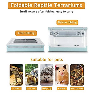 RunDuck Foldable Reptile Terrariums Kits Gecko Tank with Plant, Feeding Bowl, Carpet, Easy to Carry, Easy to Move with Wheels, Heat-Resistant Material, Suitable for Snake Tortoise Leopard Gecko