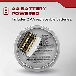 Kidde Smoke Detector, AA Battery Powered, LED Warning Light Indicators