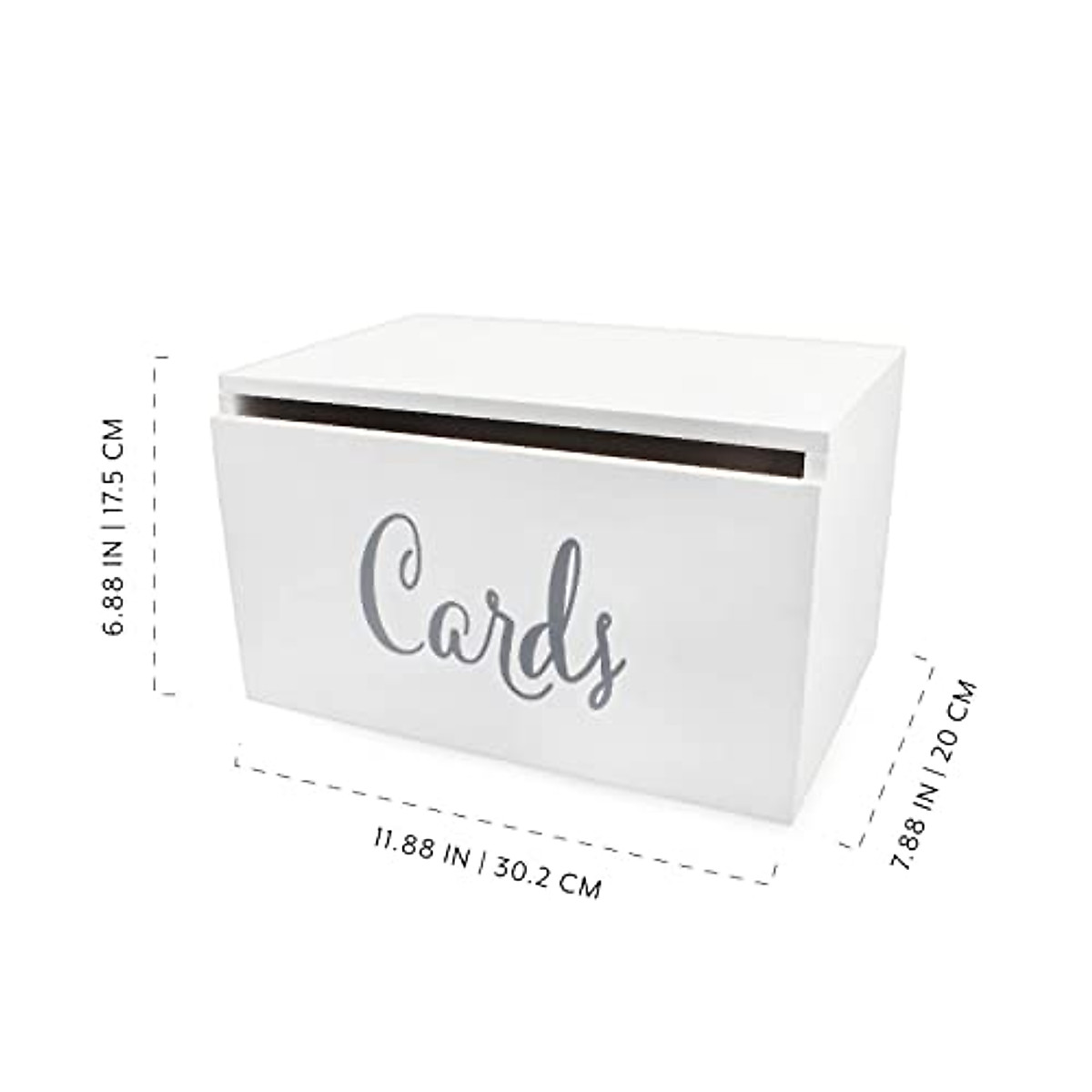 Darware Wooden Wedding Card Box for Reception, White Decorative Card Receiving Box for Birthdays, Showers, Graduations and More