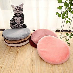 Jhorxa Memory Foam Seat Cushion, Round Floor Cushion, Soft Faux Fur Seat Cushion for Office Chair, Multicolors 18 x 18 Inch