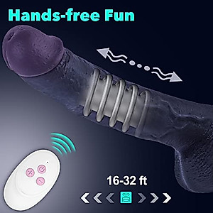 8.9'' Life-Like Thrusting Dildo for G-spot - Latune Alex Extra-Intense Thrusting Vibrator with Remote, 3 Thrusting & 5 Vibration Realistic Dildo, Sex Toy for Women (Black)