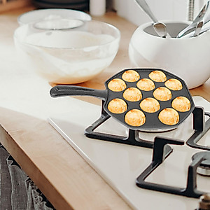 Hemoton Pans Grill Pan 19 Holes Baking Tray Cast Iron Nonstick Cooking Plate Pancakes Plate Octopus Balls Baking Maker for Quail Egg Octopus Black Nonstick Frying Pan Nonstick Frying Pan