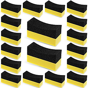 Tallew 18 Pieces Tire Contour Dressing Applicator Pads Color Polishing Sponge Tire Shine Applicator Pad Car Polishing Sponge Tire Sponge Car Wax Applicator Pad for Car Glass Painted Steel Porcelain