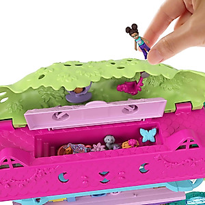 Polly Pocket Doll House with 2 Micro Dolls, Toy Car, Doll Furniture & 4 Pets, Expandable Pet Adventure House