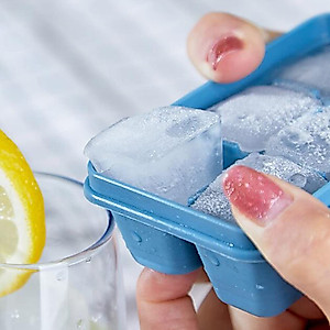 KIYOKI Ice Cube Trays for Freezer 3 Pack - Mini Ice Cube Trays with Lid & Easy-Release Silicone Bottom, Stackable Small Ice Cube Molds, Blue+Red+Mint Green