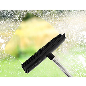 HOME-X Pet Hair Remover Broom, Carpet and Floor Broom, Adjustable Handle Length, Rubber Bristle Sweeper, Long Handled Squeegee, 48 ½” L x 12 ½” W x 2” H
