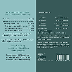Wild Alaskan Salmon Oil for Dogs with Pollock Oil - 64 oz of Pollock and Salmon Oil, Omega 3 Fish Oil, EPA, and DHA - Dogs Skin and Coat Supplement - Made in USA
