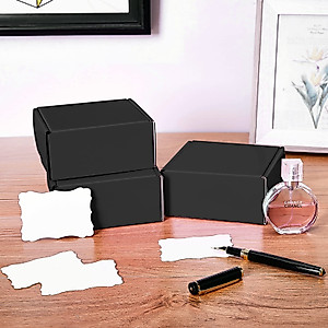 24 Pack Small Black Gift Boxes Corrugated Packaging Mailers for Small Business, Recyclable Cardboard Mailing Boxes with 24 Pieces Blank Gift Cards and Paper Fillers (4x4x2 Inch, Black, 24 Pack)