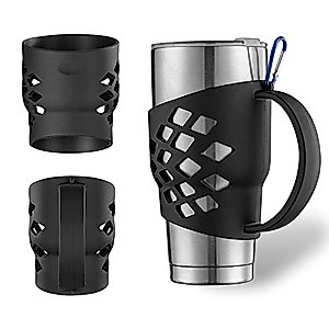 SHTCSZBA Handle for 30 OZ Tumblers, Yeti Rambler Handle Anti Slip, Silicone Sleeve Holder for Yeti Rambler/RTIC Tumbler/Corkcicle Tumbler Grip Holder (30oz Black)