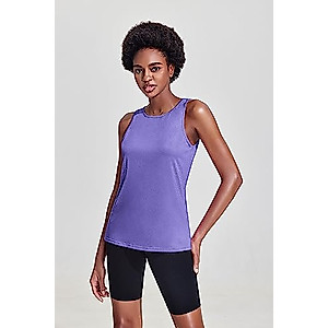 PINSPARK Sleeveless Open Back Tank Top Workout Shirts for Women Muscle Tank Yoga Shirts Purple XL