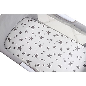 Bassinet Sheet Set 2 Pack Satin Ultra Soft Silk Fit for Rectangle, Hourglass, Oval Bassinet Mattress Protect for Baby Hair and Skin Cradle or Bassinet Sheets, Arrows & Stars