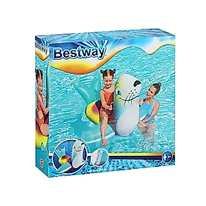 Bestway Seal Pool Float, Kids Inflatable Ride-On with Handles, Swimming Pool and Beach Toy