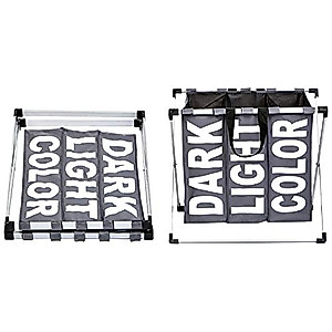 Amazon Basics Triple Laundry Basket Hamper, Dark Grey