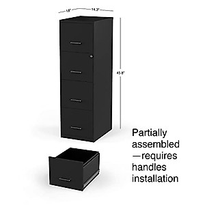 STAPLES 2806660 4-Drawer Vertical File Cabinet Locking Letter Black 18-Inch D (52152)