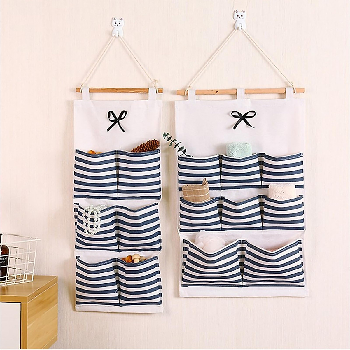 Over The Door Shoe Organizer Hanging Closet Holder Hanger Storage Bag Rack Large Pockets Door Mesh Closet with Washable and Breathable (Blue 10''L x 4''W x 24''H) Clearence