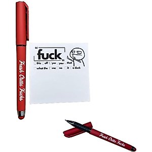 Fresh Outta Fucks Pad and Pen, Snarky Novelty Fresh Outta Fucks Pen Set, Funny Desk Accessory Gifts for Friends Colleagues Boss (Red)
