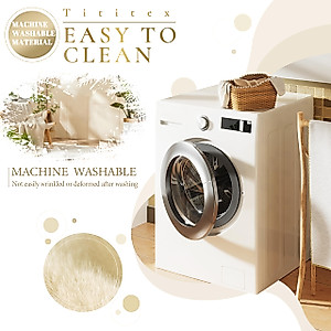 Tititex Orange White Bohemian Area Rug - 1.6'x2.6' Ultra Soft Faux Rabbit Fur Boho Runner Rug Doormat, Non-Slip Mat Washable High-Pile Carpet for Kitchen Laundry Room Decor