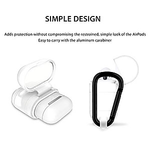 PATCHWORKS Airpods Generation 1 & 2 Case [PurePocket2 Series] Durable Shockproof Dust Proof Secure Anti Lost Carabiner Silicone Case, Black