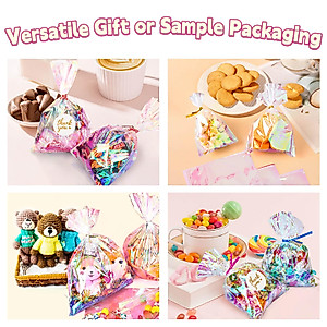 Cherodada Cellophane Treat Bags, 5x7 Inch Iridescent Cellophane Bags with Twist Ties, Celebrations Baby Showers Weddings Birthday Party Gift Wrapping(Pack of 100)
