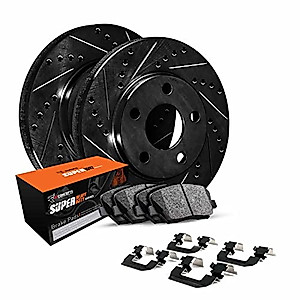 R1 Concepts Front Brakes and Rotors Kit |Front Brake Pads| Brake Rotors and Pads| Super Duty Brake Pads and Rotors| Hardware Kit WHXH1-48143