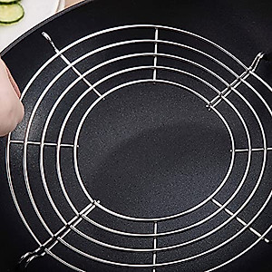 Stainless-Steel Semi-circular Oil Drain Rack,Wok Cooling Rack, Home Baking Cooking Oil Drip Filter For Tempura, Fried Food,Stainless Frying Rack (27.5/33.5cm)(L)