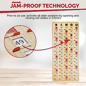 MR CHIPS Jam-Proof Finger Tip Master Bingo Card with Sliding Windows - Large Cardboard Bingo Calling Card - Tan Style