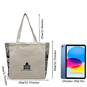 BROADREAM Canvas Tote Bag Aesthetic - Zippered Book Tote Bag with Interior Pocket by Cute Shoulder Tote Bags for Women Shopping & Travel - Best Gift for Teacher Mom Friendship Wife Classmate Birthday