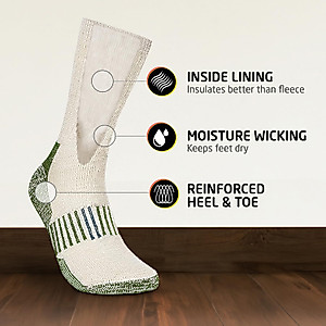 HOT FEET Cozy Wool Blend Kids Socks - Crew Winter Socks for Boys/Girls - 4 Pack, 5-11 Years, Green/Brown