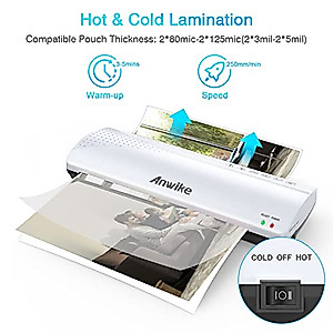 Laminator Machine, Anwike 13 inches Laminating Machine for A3 A4 A5 A6, Thermal Laminator Machine with 20 Laminating Sheets for Home Office School Use, Build in Paper Trimmer and Corner Rounder