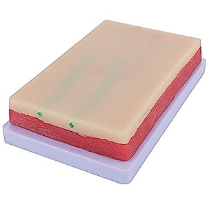 Venipuncture IV Injection Training Pad Model, Silicone Human Skin Suture Training Model, Injection Practice Pad, 4 Veins Imbedded, 3 Skin Layers(7.1" x 4" x 1.1")