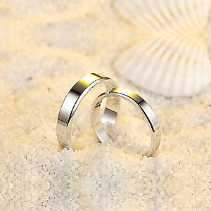 Dankadi Men & Women Fashion 925 Sterling Silver Ring Smooth Plain Dome Comfort Solid Silver Ring Wedding Engagement 3.5 mm Ring 12# (classic style, 12)