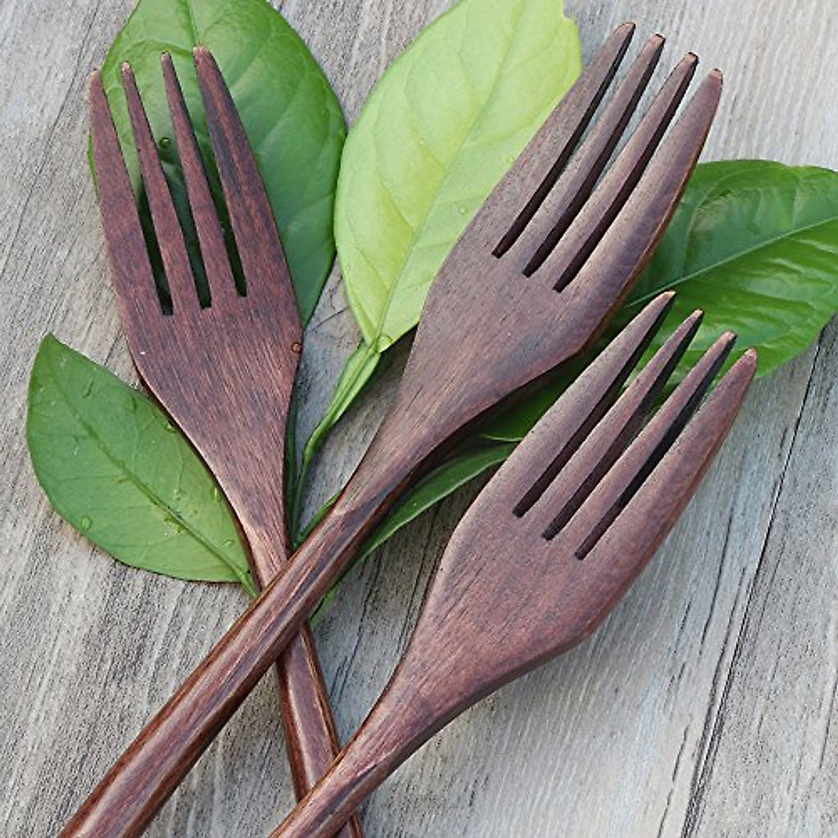 Wooden Forks for Eating Desserts, Chips, Snacks, Cereal, Salad, Fruit, ADLORYEA 6 Pieces Wood Fork, 9 Inch Long Handle Reusable Japanese Style Handmade Kitchen Utensil