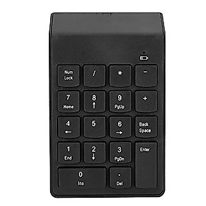 Mini Wireless Numeric Keypad, 2.4GHz Wireless 18-Key Silent Financial Accounting Number Pad, for Laptop, Notebook, PC, Desktop (Black)