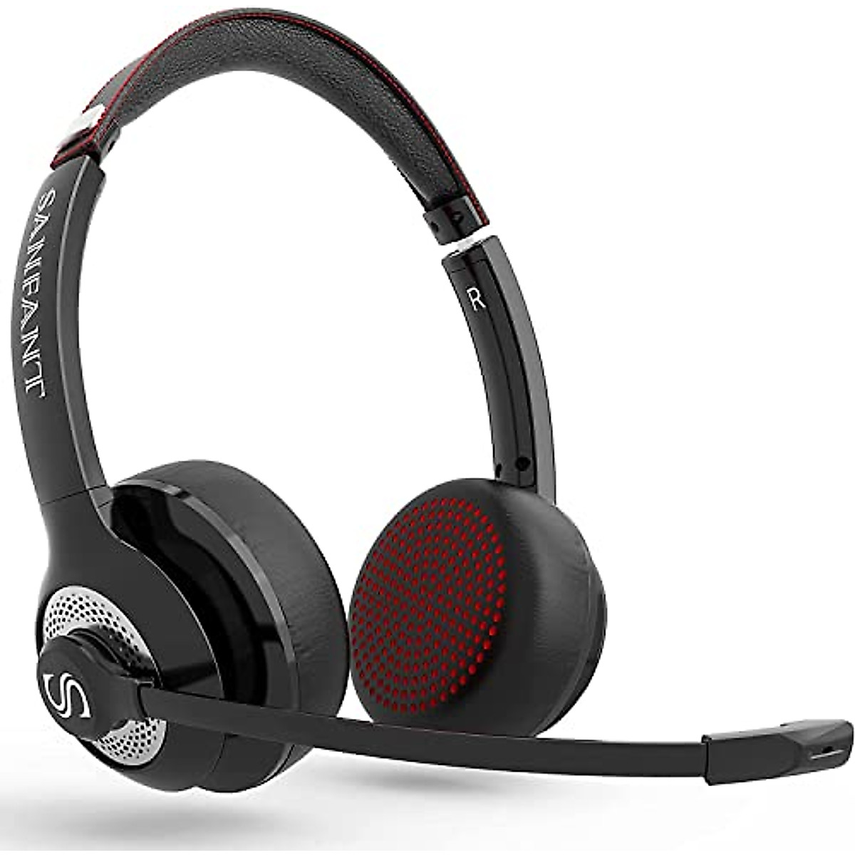 Sanfant Bluetooth Headset with Microphone, Wireless On-Ear Stereo Headphones with Flip-to-Mute Mic, Lightweight Comfort, 22H Playtime, Wired Enabled, Office Headset for Laptop/Cell Phone/Tablet