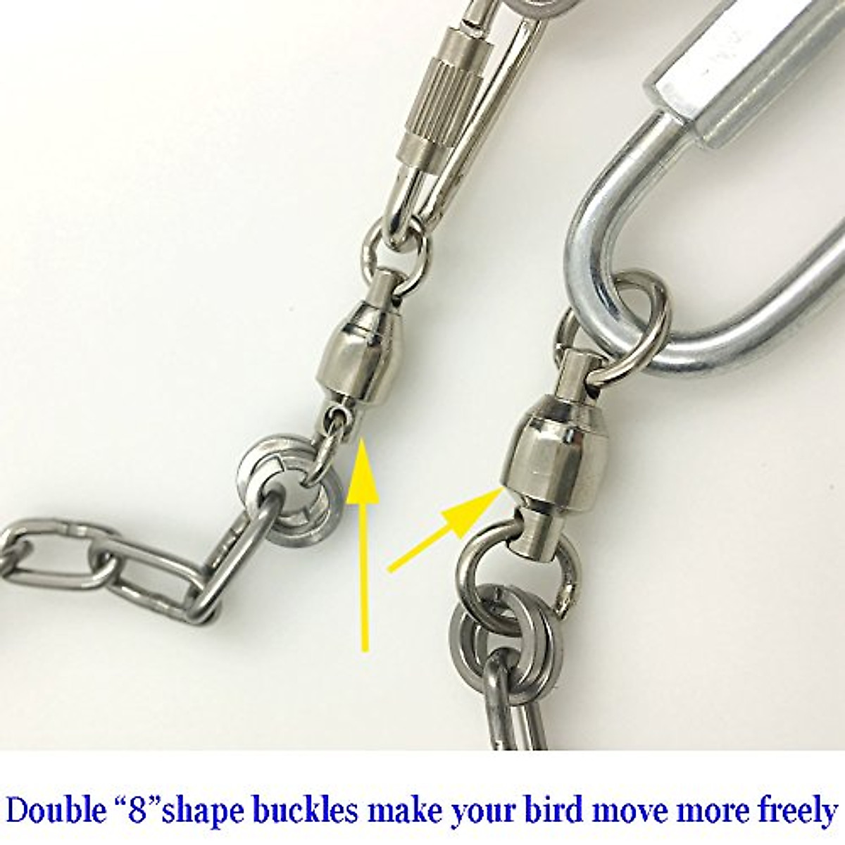 ebamaz Pet Bird Leash Parrot Foot Chain Stainless Steel 304 Anklet Ring (Model 15, 14.5mm)
