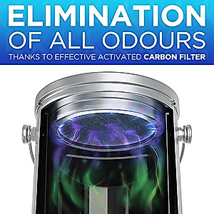 Stainless Steel Compost Bin for Kitchen Counter - Odor-Free Indoor Trash Bin with Clever Air Circulation and Filter [1.3 Gallon] - No Need for Plastic Bags Thanks to The Dishwasher Safe Inner bin