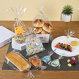 LISM 400 PCS 3" x 4" Thick Clear Cello Treat Bags Durable Plastic Cellophane Bag With Ties Packing Bakery Popcorn Cookies Candies Lollipop Treat Poly Bags