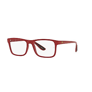 Ray-Ban RX7205M Scuderia Ferrari Collection Rectangular Prescription Eyewear Frames, Red/Demo Lens, 52 mm
